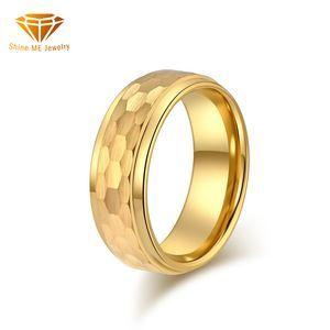 China Minimalist Design Tungsten Carbide Steel Ring for Men Personalized Fashion Tungsten IP Gold Jewelry Tstr040 for sale