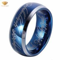 China Tungsten Steel Ring IP Blue Tungsten Laser Jewelry Customer Logo for Free Jewelry Ring Tst101b for sale