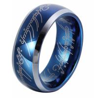 China Tungsten Steel Ring IP Blue Tungsten Laser Jewelry Customer Logo for Free Jewelry Ring Tst101b for sale