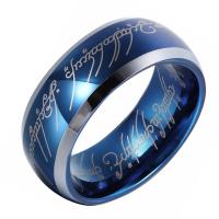 China Tungsten Steel Ring IP Blue Tungsten Laser Jewelry Customer Logo for Free Jewelry Ring Tst101b for sale