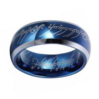 China Tungsten Steel Ring IP Blue Tungsten Laser Jewelry Customer Logo for Free Jewelry Ring Tst101b for sale