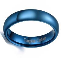 China 6mm Tungsten Steel Ring Jewelry with Curved Full Polished IP Blue Tungsten Gold Ring Tstbl118 for sale