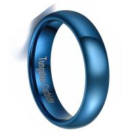 China 6mm Tungsten Steel Ring Jewelry with Curved Full Polished IP Blue Tungsten Gold Ring Tstbl118 for sale