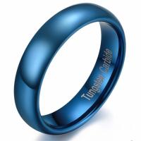 China 6mm Tungsten Steel Ring Jewelry with Curved Full Polished IP Blue Tungsten Gold Ring Tstbl118 for sale