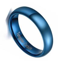 China 6mm Tungsten Steel Ring Jewelry with Curved Full Polished IP Blue Tungsten Gold Ring Tstbl118 for sale
