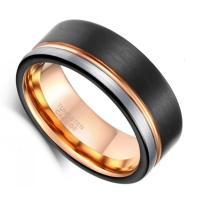 China New Tungsten Steel Ring Jewelry 6mm 8mm Black Rose Grooved Ring for Men Tst1025 for sale