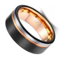 China New Tungsten Steel Ring Jewelry 6mm 8mm Black Rose Grooved Ring for Men Tst1025 for sale