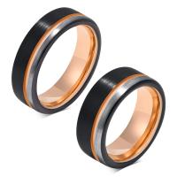 China New Tungsten Steel Ring Jewelry 6mm 8mm Black Rose Grooved Ring for Men Tst1025 for sale