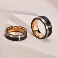 China New Tungsten Steel Ring Jewelry 6mm 8mm Black Rose Grooved Ring for Men Tst1025 for sale