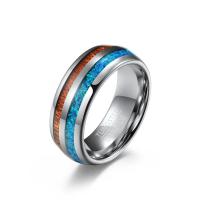 China European and American Jewelry Tungsten Steel Inlaid Wood Ring Tungsten Gold Inlaid Opal Shell Ring for Men Tstr012 for sale