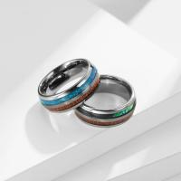 China European and American Jewelry Tungsten Steel Inlaid Wood Ring Tungsten Gold Inlaid Opal Shell Ring for Men Tstr012 for sale