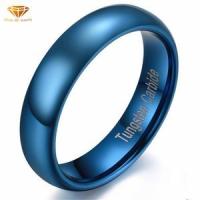 China Fashion Ring Jewelry Polished IP Blue Tungsten Wedding Ring (TSTBL19) for sale