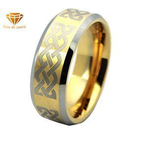 China Fashion Ring Jewelry High Quality IP Gold Plating Laser Tungsten Ring for Men (TSTG003) for sale
