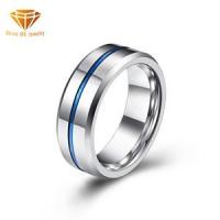 China Blue Tungsten Steel Slotted Men's Ring with a Simple Blue Band and Tungsten Gold Anti Scratch Ring for Men Tsr002 for sale