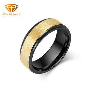 China Tungsten Carbide Steel Matte Brushed Dual Color Ring for Men's Light Luxury Style Tungsten Gold Index Finger Jewelry Tstr036 for sale