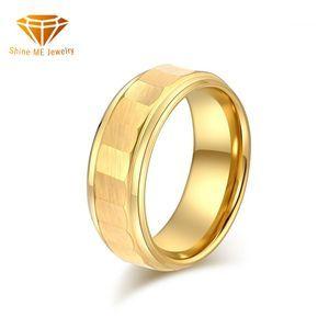 China Simple and High-End Design Tungsten Carbide Ring for Men's Personalized Cutting Tungsten Gold Jewelry Tstr038 for sale