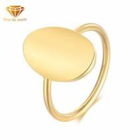 China Stainless Steel Smooth Oval Personality Ring Steel Color/Gold Ring Female Fashion Ring Spot Wholesale SSR571g for sale