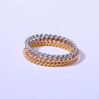 China Jewelry 18K Gold Japanese and Korean Titanium Steel Simple Twisted Ring for Women Titanium Steel Ins Cool Wind Fried Dough Twist SSR243 for sale