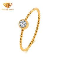 China Stainless Steel Zircon Fried Dough Twist Ring Gold Lady Overlapping Ring Personality Jewelry Wholesale SSR602CZ for sale