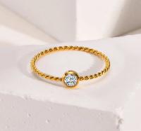 China Stainless Steel Zircon Fried Dough Twist Ring Gold Lady Overlapping Ring Personality Jewelry Wholesale SSR602CZ for sale