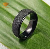 China Factory Wholesale High Quality Best Price Body Jewelry Roll Sand IP Black Stainless Steel Ring SSR1944 for sale