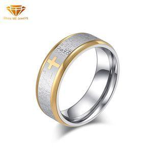 China Classic European and American Stainless Steel Cross Scripture Ring Men's Prayer and Faith Jewelry Accessories Fashion Ring Wholesale SSR848 for sale
