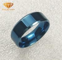 China Fashion Jewelry 8mm Polished Stainless Steel Ring Vacuum-Plated Blue Can Be Engraved Custom Couple Rings SSR1967 for sale