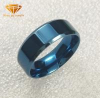 China Fashion Jewelry 8mm Polished Stainless Steel Ring Vacuum-Plated Blue Can Be Engraved Custom Couple Rings SSR1967 for sale
