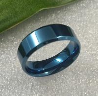 China Fashion Jewelry 8mm Polished Stainless Steel Ring Vacuum-Plated Blue Can Be Engraved Custom Couple Rings SSR1967 for sale