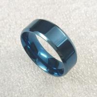 China Fashion Jewelry 8mm Polished Stainless Steel Ring Vacuum-Plated Blue Can Be Engraved Custom Couple Rings SSR1967 for sale
