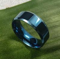 China Fashion Jewelry 8mm Polished Stainless Steel Ring Vacuum-Plated Blue Can Be Engraved Custom Couple Rings SSR1967 for sale