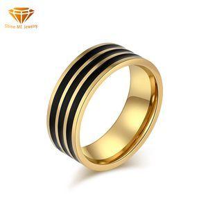 China Ins European and American Stainless Steel Plated 18K Gold Three Piece Ring Set Neutral Simple Light Luxury Men's and Women's Titanium Steel Jewelry for sale