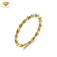 China Fashion Personality Fried Dough Twists Round Thread Double Strand Woven Titanium Steel Ring for Women SSR894 for sale