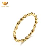 China Fashion Personality Fried Dough Twists Round Thread Double Strand Woven Titanium Steel Ring for Women SSR894 for sale