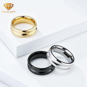 China Simple V-Groove Brushed Titanium Steel Ring for Men and Women's Unisex Fashion Accessories SSR786 for sale