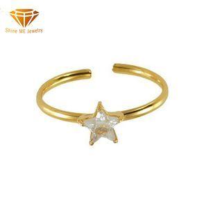 China Stainless Steel Inlaid Zircon Five Pointed Star Crown Opening Adjustable Size Ring for Women Titanium Steel Ring Wholesale Smr685 for sale
