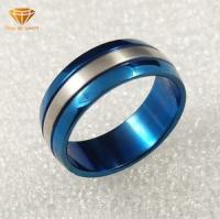 China Factory Wholesale Fashion Jewelry Blue Plating Stainless Steel Ring Customers Customized Logo for Free SSR1978 for sale