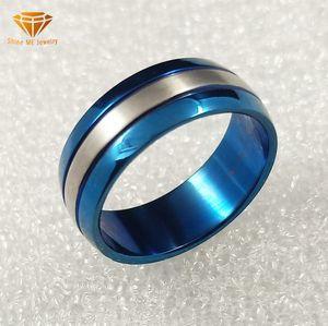 China Factory Wholesale Fashion Jewelry Blue Plating Stainless Steel Ring Customers Customized Logo for Free SSR1978 for sale