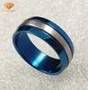 China Factory Wholesale Fashion Jewelry Blue Plating Stainless Steel Ring Customers Customized Logo for Free SSR1978 for sale