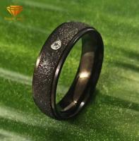China Wholesale Body Jewelry Roll Sand Black Plating Stainless Steel Finger Ring SSR1984 for sale