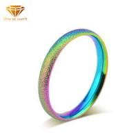 China Titanium Steel Colorful Ring for Women Pearl Sand Color Ring Rainbow Jewelry SSR2083 for sale