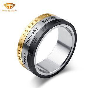 China Factory Wholesale Body Jewelry Surgical Steel Calendar Ring Roman Numeral Time Ring Jewelry Ring for Men SSR076 for sale