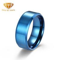 China 8mm Matte Brushed Titanium Steel Ring Vacuum-Plated Color Can Be Engraved Custom Couple Rings for Men and Women SSR427-Bl for sale