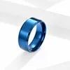 China 8mm Matte Brushed Titanium Steel Ring Vacuum-Plated Color Can Be Engraved Custom Couple Rings for Men and Women SSR427-Bl for sale