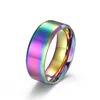China 8mm Matte Brushed Titanium Steel Ring Vacuum-Plated Color Can Be Engraved Custom Couple Rings for Men and Women SSR427-Bl for sale
