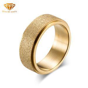 China Fashion Jewelry Titanium Steel Frosted Spinner Ring IP Gold Ring for Men Factory Wholesale SSR2144G for sale