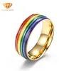 China Fashion Jewelry Rainbow Flag Gay Gay Titanium Steel Ring 18K Gold Plated Lara Ring SSR050 for sale