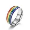 China Fashion Jewelry Rainbow Flag Gay Gay Titanium Steel Ring 18K Gold Plated Lara Ring SSR050 for sale