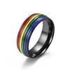 China Fashion Jewelry Rainbow Flag Gay Gay Titanium Steel Ring 18K Gold Plated Lara Ring SSR050 for sale