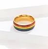 China Fashion Jewelry Rainbow Flag Gay Gay Titanium Steel Ring 18K Gold Plated Lara Ring SSR050 for sale